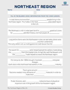 Grade 4 Social Studies Worksheets – U.S. Regions Focus